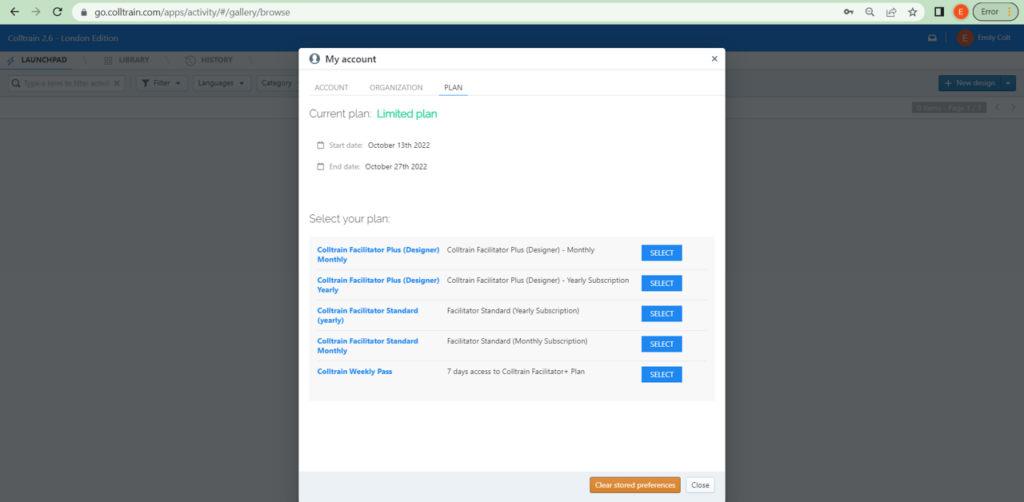 Upgrade your plan - Colltrain Docs
